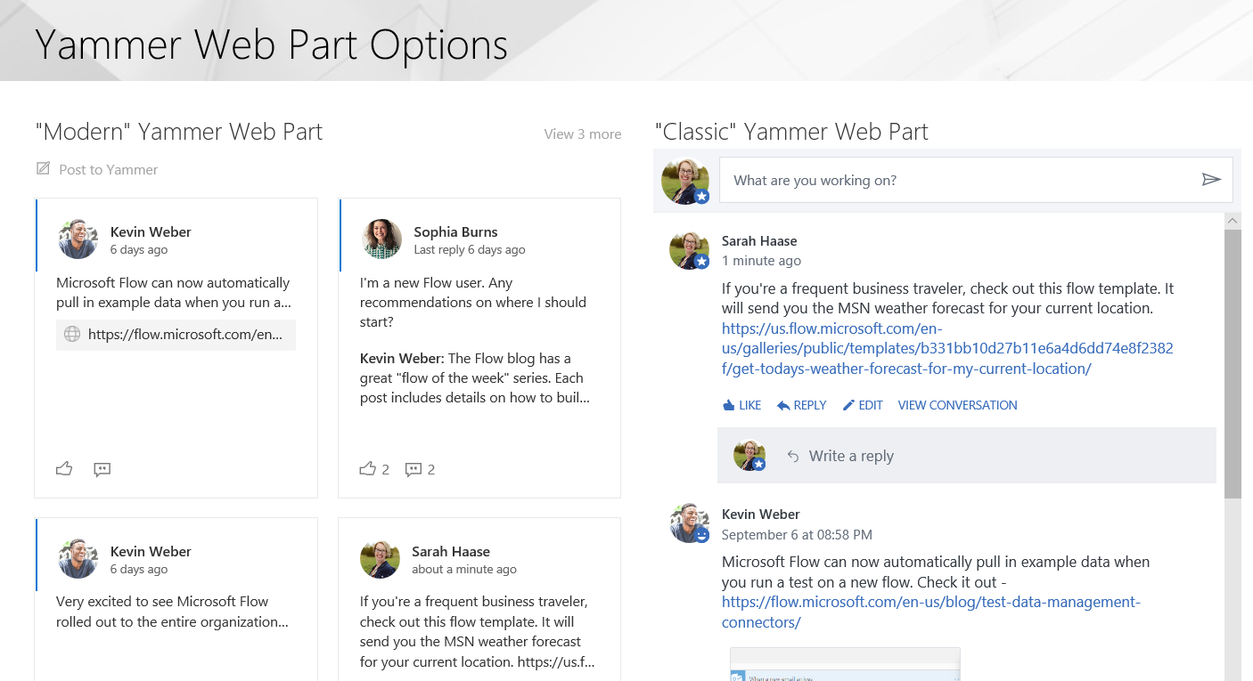 Choosing between the classic and modern Yammer web part | Sarah Haase