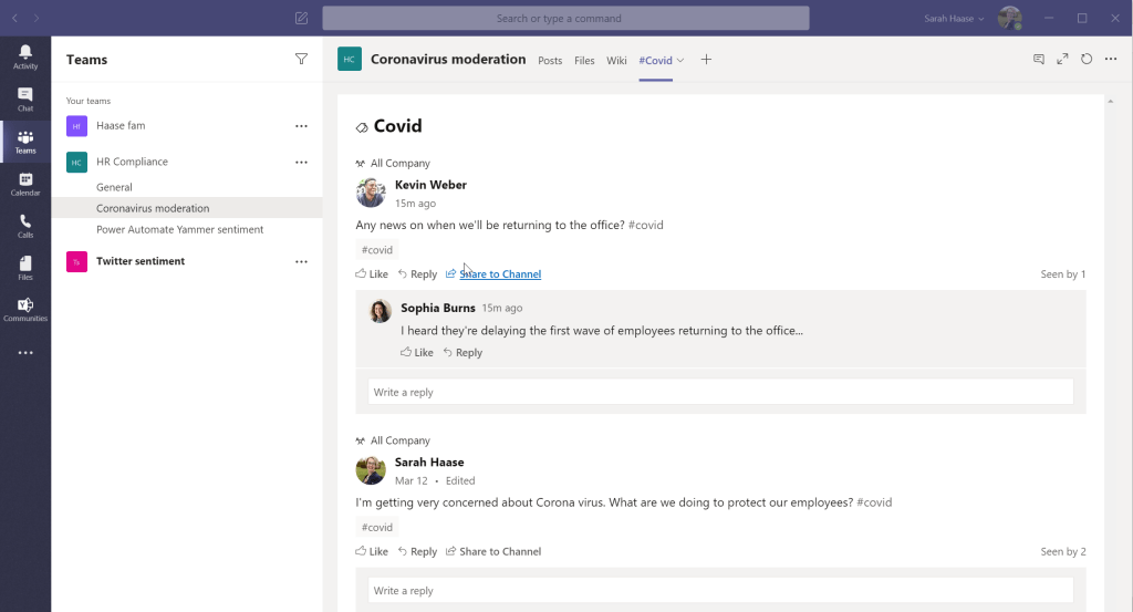 Integrating Yammer communities in Microsoft Teams | Sarah Haase
